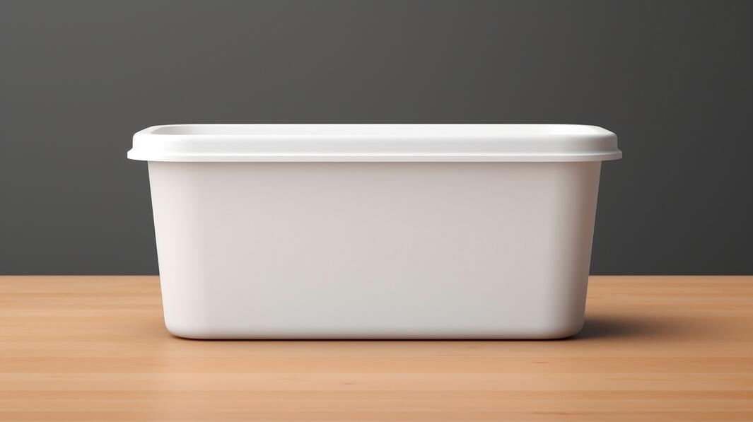Download White Plastic Container on Wooden Table Mockups Online ...