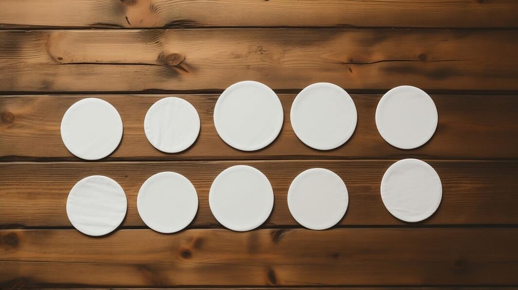 Download White Paper Plates on Wooden Background Mockups Online ...