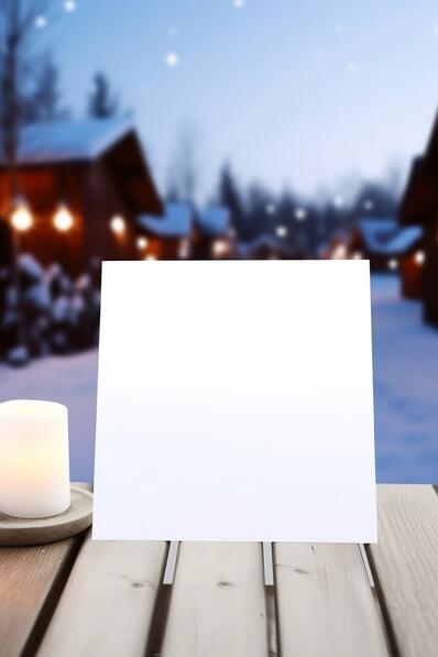 Download Winter Table Setting with Candle and Snowy Landscapes Mockups ...