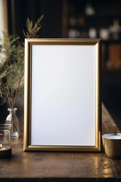 Download Empty Picture Frame with Gold Frame and Candlesticks Mockups ...