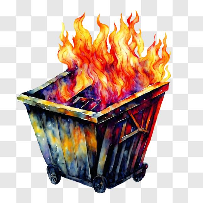 Download Burning trash can with flames PNGs Online - Creative Fabrica