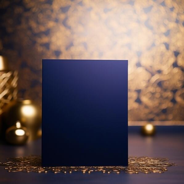 Download Dark Blue Blank Card on Ornate Gold Background Mockups Online ...