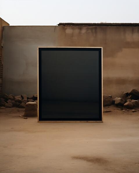 Download Large Black Frame in an Empty Dusty Area Mockups Online ...