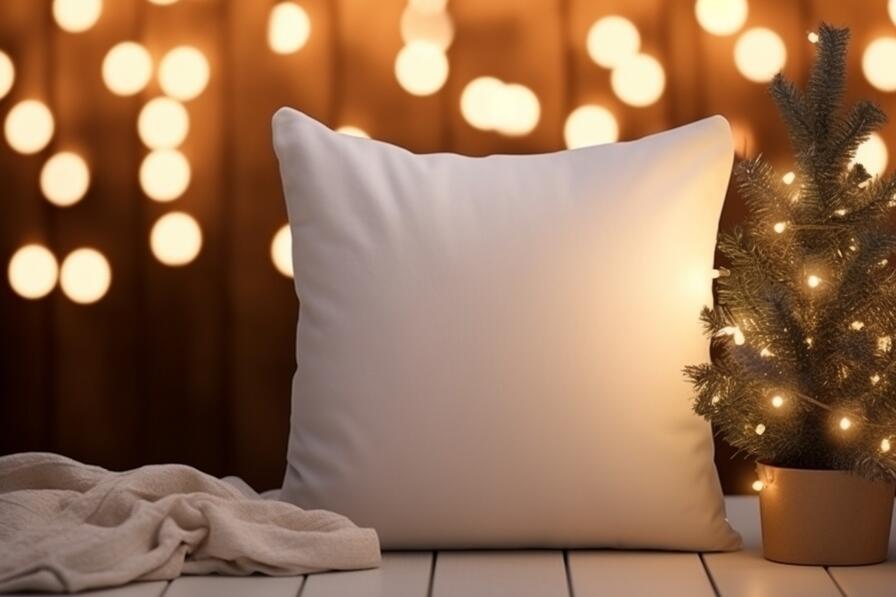 Download Decorative Pillow and Christmas Tree with Lights Mockups ...