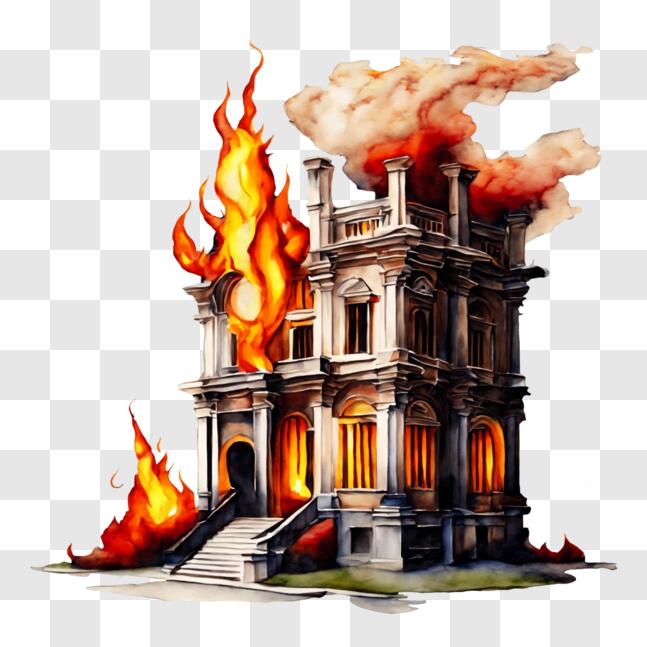 Download Burning Building with Smoke and Flames PNGs Online - Creative ...