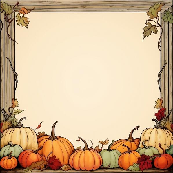 Download Fall-themed Wooden Frame with Pumpkins and Autumn Leaves ...