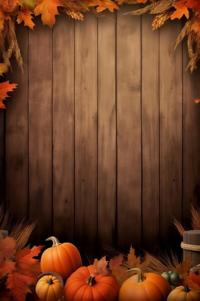 Download Autumnal Wooden Background with Pumpkins and Leaves ...