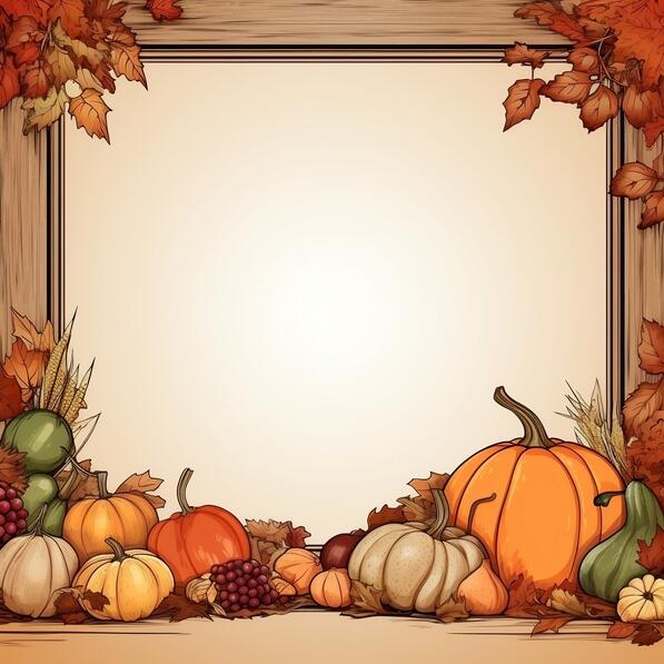 Download Autumn-themed Wooden Frame with Pumpkins and Leaves ...