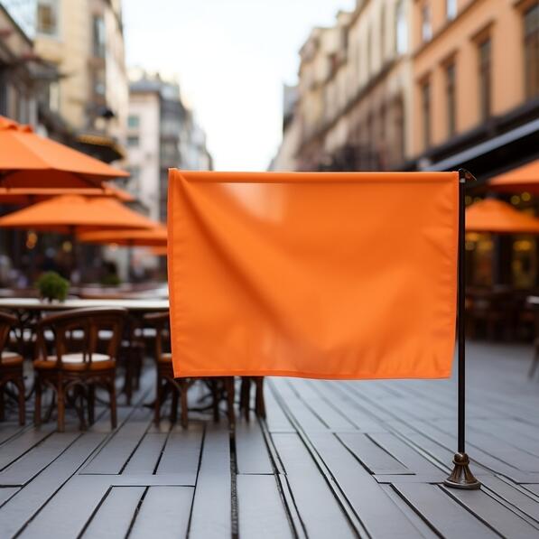Download Outdoor Dining Area with Orange Flag Mockups Online - Creative ...