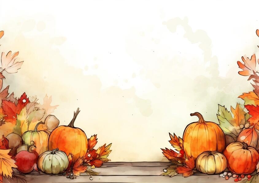Download Fall-inspired Watercolor Background with Pumpkins and Leaves ...