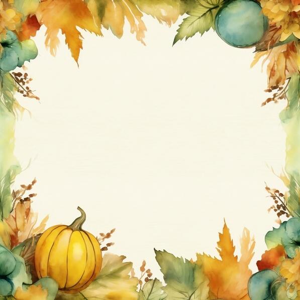 Download Autumn Leaves and Pumpkins Watercolor Frame Backgrounds Online ...