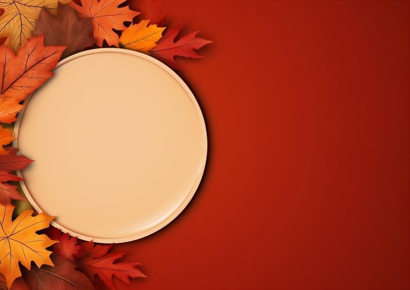 Download Autumn Leaves Oval Frame on Red Background Backgrounds Online ...