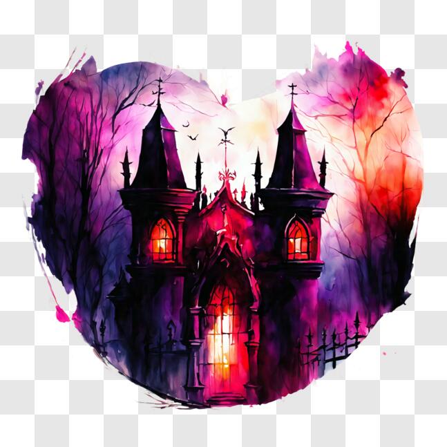 Download Heart-shaped Castle Painting at Night PNGs Online - Creative ...