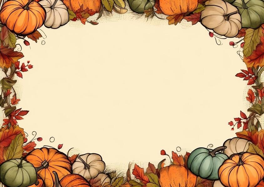 Download Autumn-themed frame with pumpkins, leaves, and acorns ...