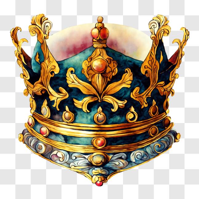 Download Gold and Blue Crown PNGs Online - Creative Fabrica