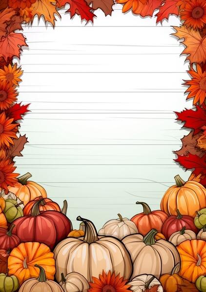 Download Colorful Autumn Frame with Pumpkins and Leaves Backgrounds ...