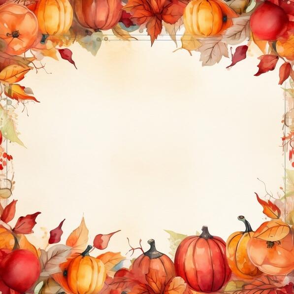 Download Autumn Watercolor Frame with Pumpkins and Leaves Backgrounds ...