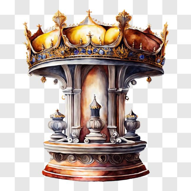 Download Carousel with an Ornate Crown at a Carnival or Amusement Park ...