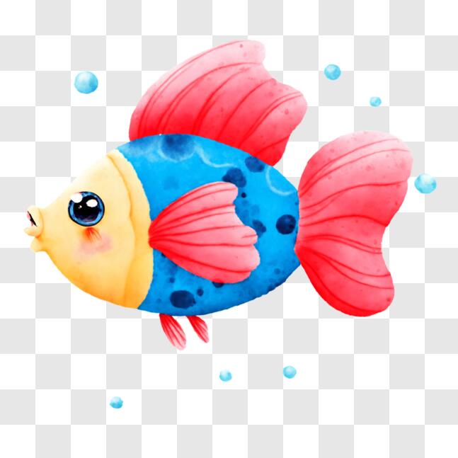 Download Colorful Fish Swimming in Water with Bubbles PNGs Online ...