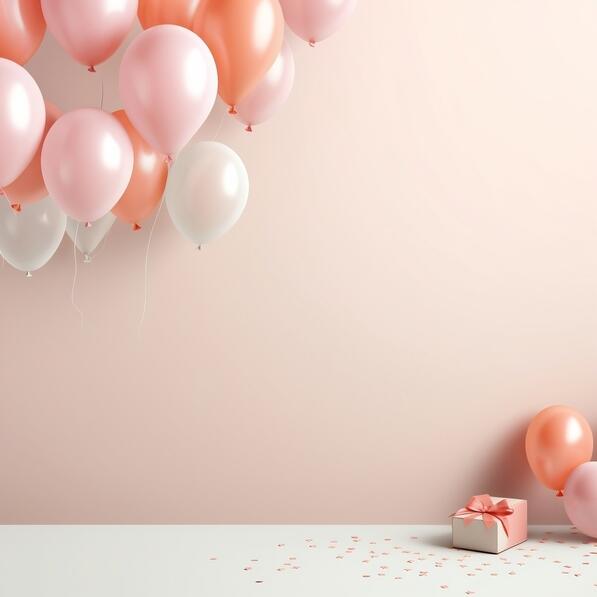 Download Pink Celebration Background with Balloons and Confetti ...