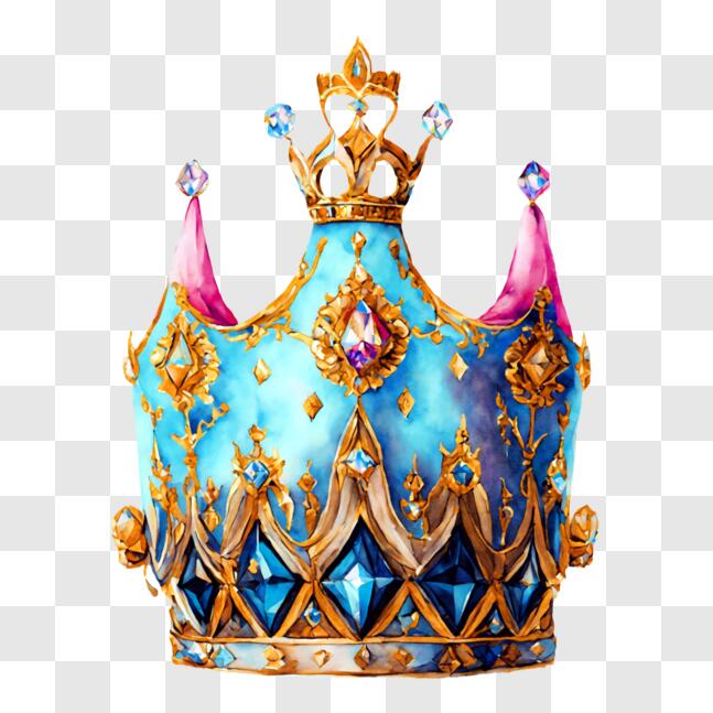 Download Blue Crown with Gold and Pink Jewels PNGs Online - Creative ...
