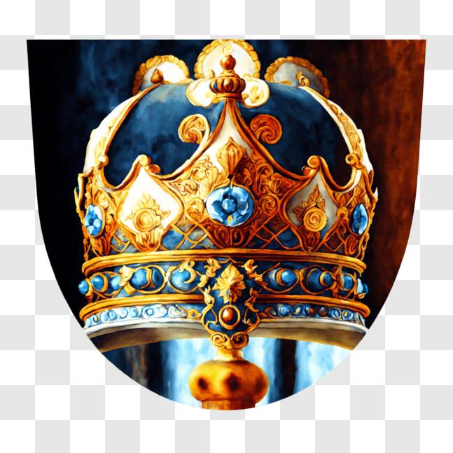 Download Decorative Crown with Blue and Gold Jewels on an Ornamental ...