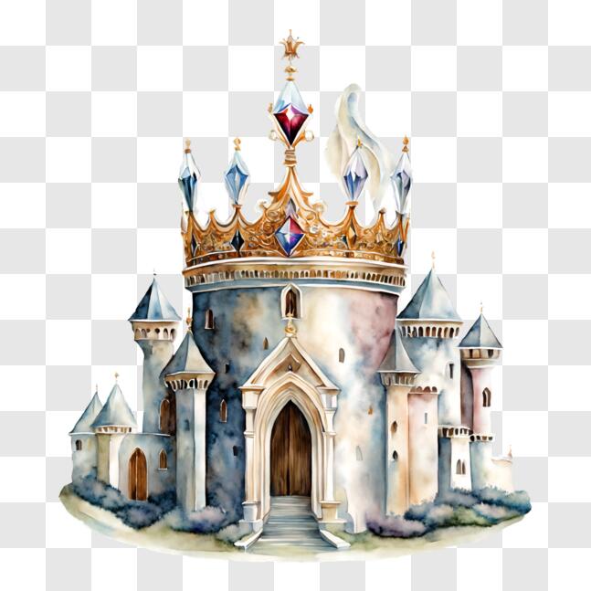 Download Elaborate Castle with Gold and Diamond Crowns PNGs Online ...