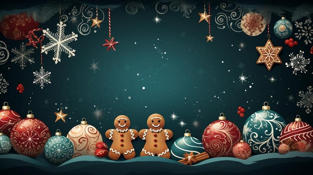 Download Christmas Background with Gingerbread Cookies, Ornaments, and ...