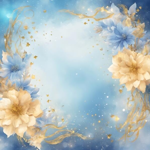Download Blue and Gold Floral Frame with Stars Background Backgrounds ...