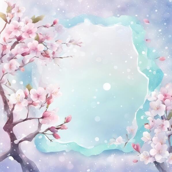Download Torn Paper Frame with Cherry Blossoms and Snow Backgrounds ...
