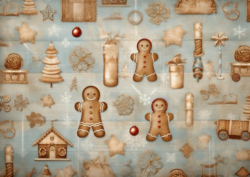Download Seamless Pattern of Gingerbread Houses, Trees, and Ornaments ...