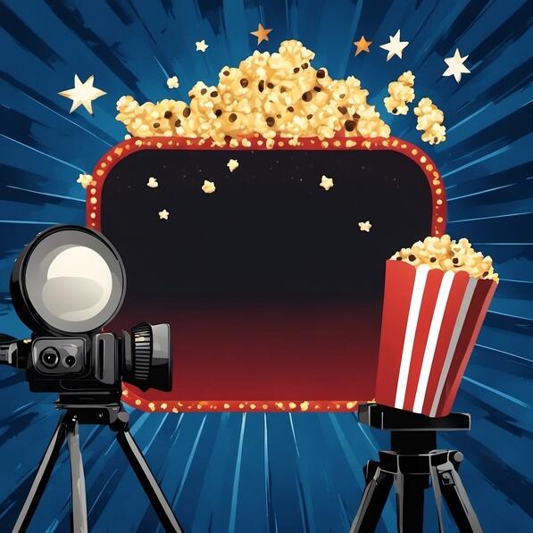 Download Movie Poster with Popcorn and Film Cameras Backgrounds Online ...