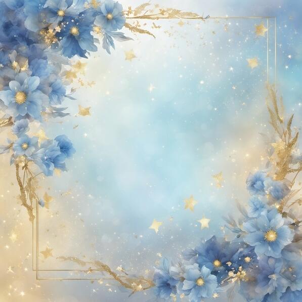 Download Blue and Gold Floral Frame with Butterflies and Flowers ...