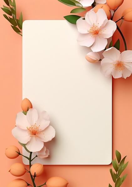 Download Orange Floral Background with Blank Paper Backgrounds Online ...