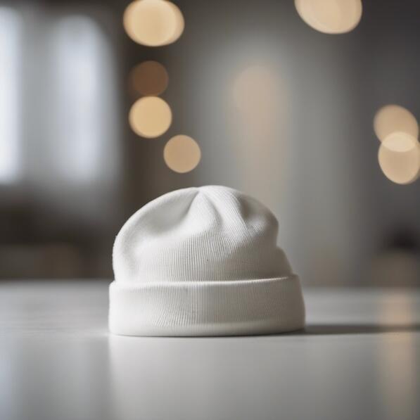 Download White Baby Hat on Table with Blurry Lights Mockups Online ...