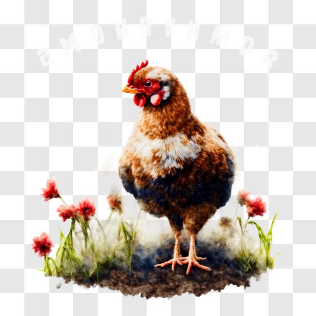 Download Vintage Poster - Royal Poultry Farm with Chicken and Flowers ...