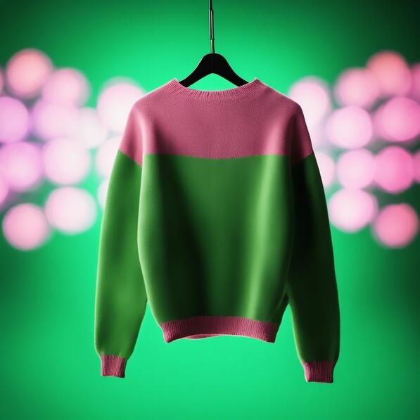 Télécharger Pull vert et rose sur cintre avec des lumières colorées ...