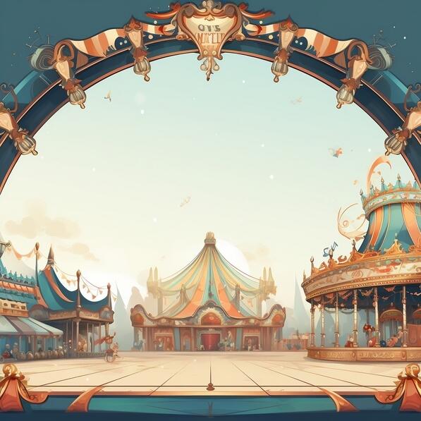 Download Ornately decorated carnival scene with carousel and ferris ...