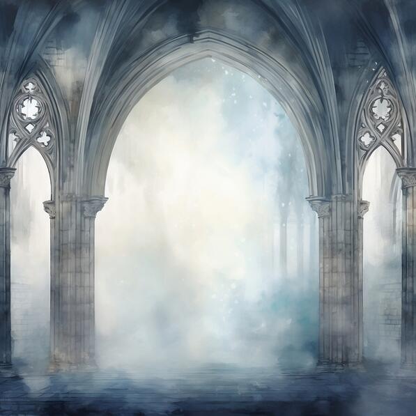 Download Gothic-style Building with Arches and Windows in Fog ...