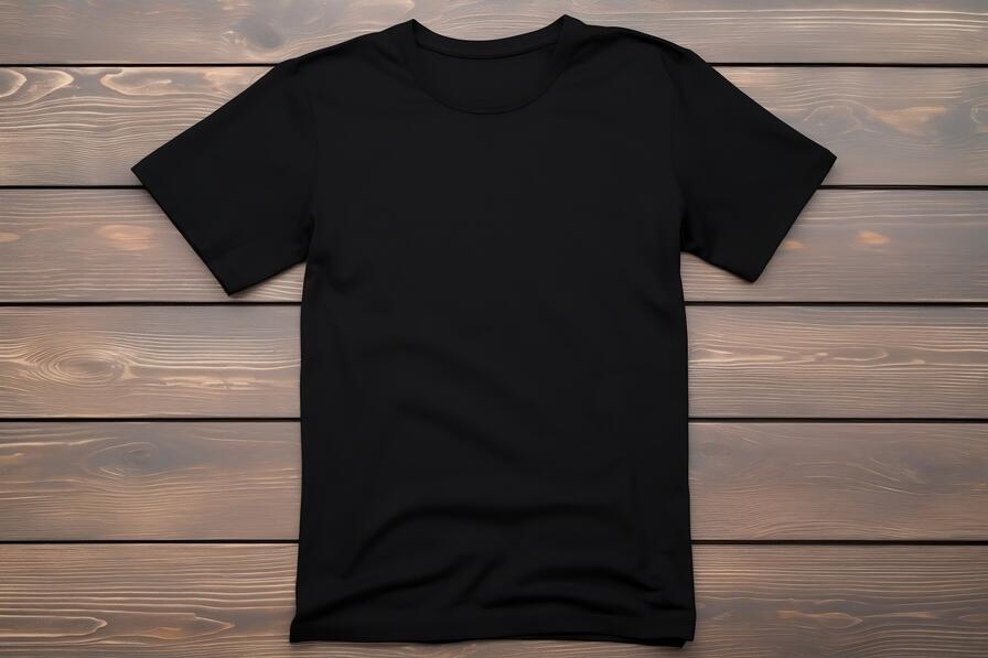 Download Blank Black T-Shirt on Wooden Background Mockups Online ...