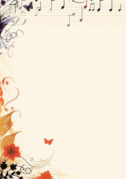 Download Artistic Musical Border with Floral Elements Backgrounds ...