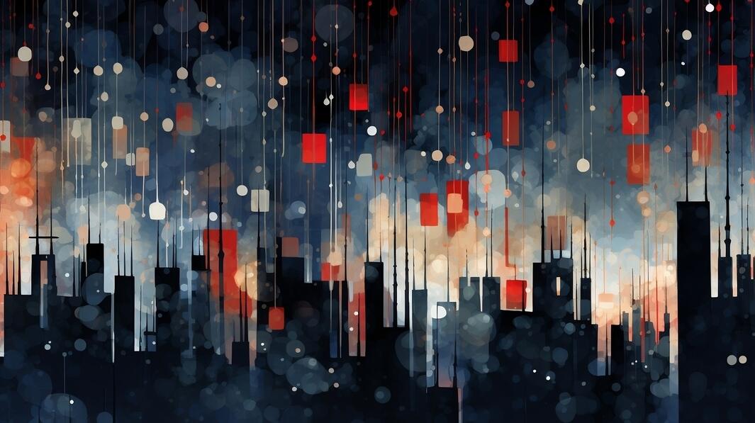 Download Abstract City Skyline Painting with Falling Dots Backgrounds ...