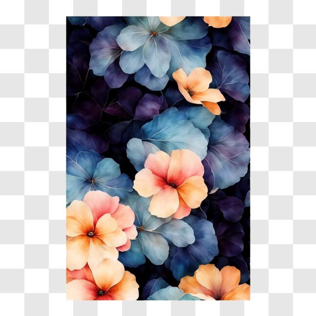 Download Colorful Floral Pattern with Blue, Orange, and Yellow Flowers ...