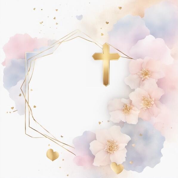 Download Watercolor Background with Cross, Flowers, and Hearts ...