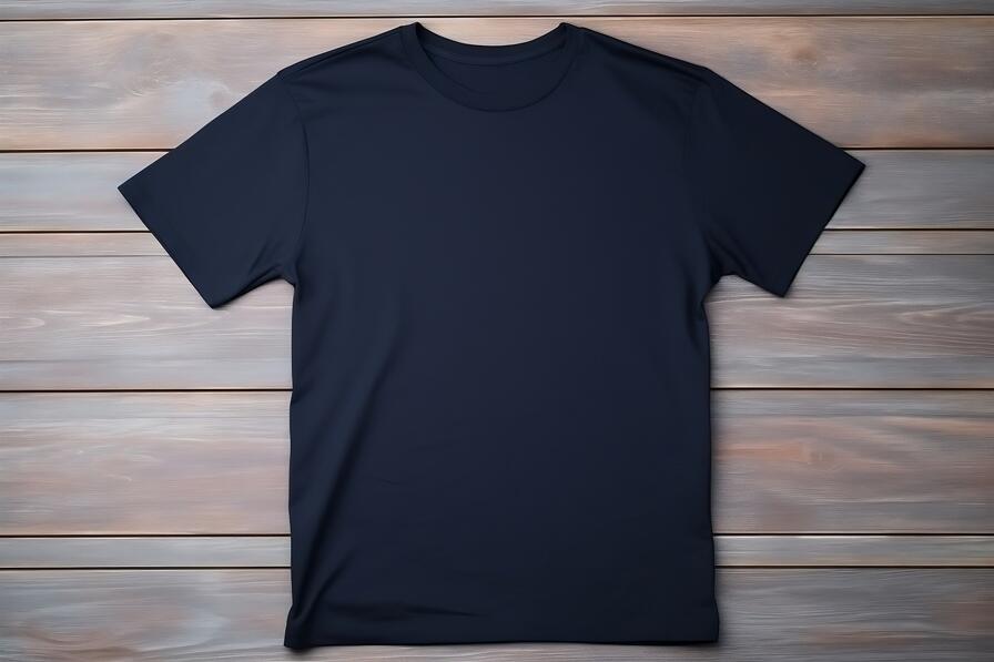 Download Dark Blue T-Shirt Mock-Up on Wooden Background Mockups Online ...