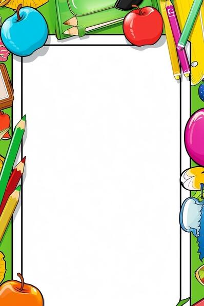 Download Colorful School-Themed Frame with School Supplies Backgrounds ...