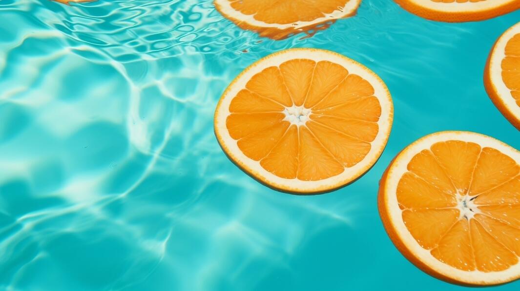 Download Floating orange slices in a blue pool Backgrounds Online ...