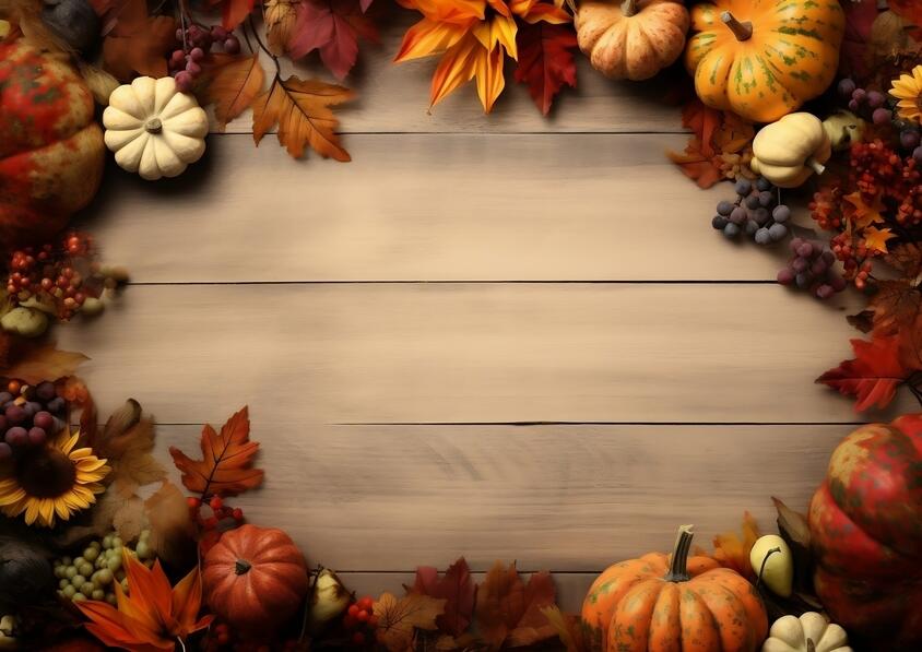 Download Wooden Background with Pumpkins and Fall Decorations ...