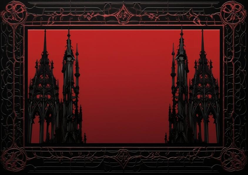Download Gothic Cathedral in Ornate Frame with Red and Black Colors ...