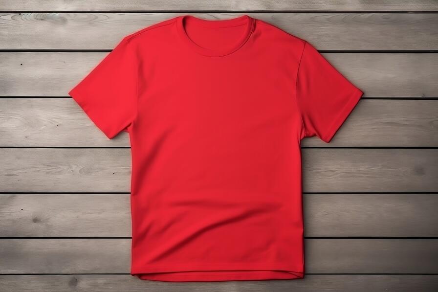 Download Empty Red T-Shirt Mockup on Wooden Wall Mockups Online ...